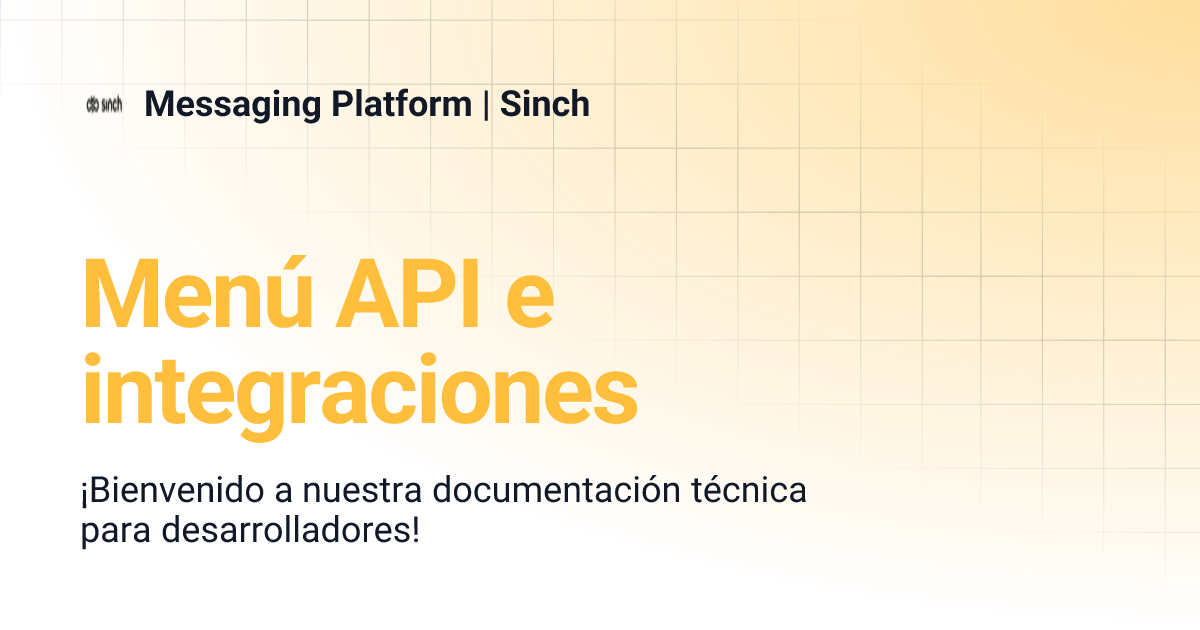 Menú API e integraciones | Messaging Platform | Sinch